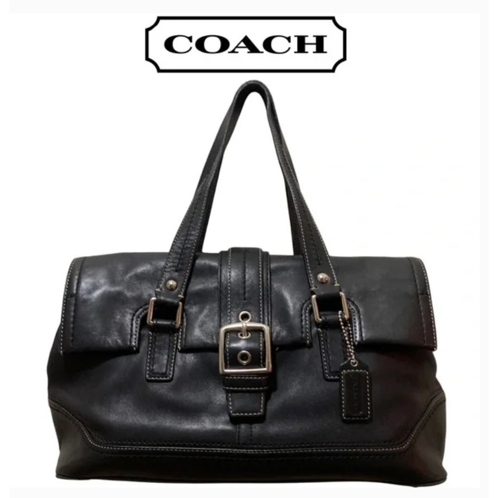 Coach Hamilton Black Leather Satchel Handbag -F12604 - Gem